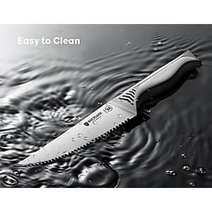 BRODARK Steak Knives Set of 8, 4.5 Inch Serrated Steak Knives, High Carbon Stainless Steel Kitchen Steak Knife Set, Never Need Sharpening, NSF Certified, Shark Series