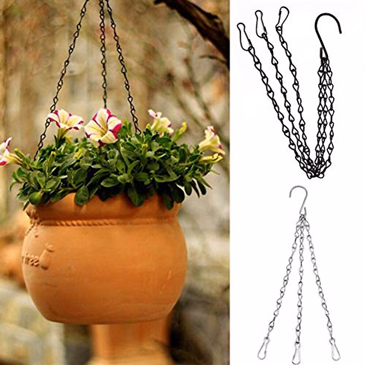 Tosuced Hanging Chains 156 Inches for Bird Feeders, Billboards, Chalkboards, Planters and Decorative Ornaments（ Black ，10 Hooks ）