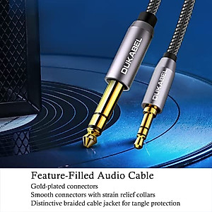 3.5 to 1/4’’ Stereo Audio Cable, DUKABEL 3.5mm TRS Male to 1/4 inch TRS Male Headphone Cord for Speaker, Amp, Guitar, Home Theater Devices and More.(4ft/1.2Meter)