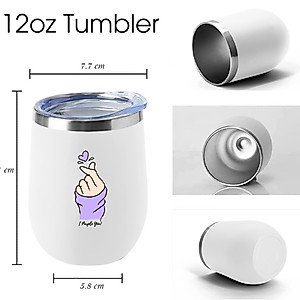 KPOP Insulated Wine Tumbler- 12 oz Stainless Steel Cup with Lid for Coffee, Juice, Water, & Wine - Tumbler Gift for KPOP Fans