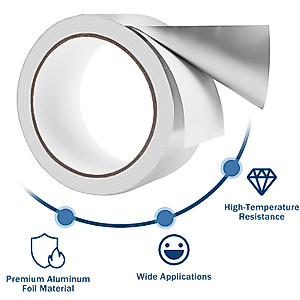 WeLiu Aluminum Tape 3 Pack 54 Yards Duct Tape Heavy Duty High Temperature Aluminum Tape 3.9 mil Silver Foil Tape for HVAC Sealant Metal Repair Air Ducts (2 Inch x 18 Yards per Roll)