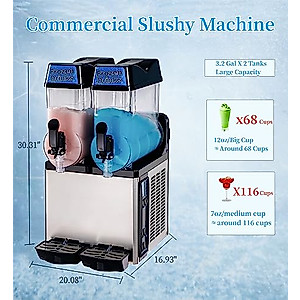 AIANDE Commercial Slushy Machine,24L Frozen Margarita Machine,800W Slush Drink Maker,2 Bowl Slushie Machine,Stainless Steel