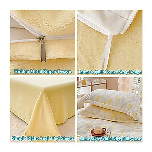 XHCTNN Milk Fleece Sheets King Size - 4Pcs Extra Soft Warm Carved Flower Plush Beding | 1 Sheet | 1 Quilt Cover | 2 Pillowcase(I,2.0m/220 * 240cm)
