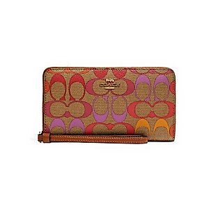 Coach WOMENS Large Phone Wallet In Rainbow Signature Canvas