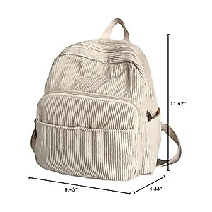 Eagerrich Small Mini Backpack Purse for Women Travel Corduroy Bag for Women Cute Aesthetic(White)