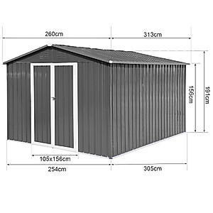 EMKK Large Metal Storage Shed,Outdoor Storage Shed 10x8FT, Heavy Duty Metal Tool Sheds Storage House with Door & Air Vent for Garden, Patio, Lawn to Store Bikes, Trash Bins, Tools, Lawnmowers