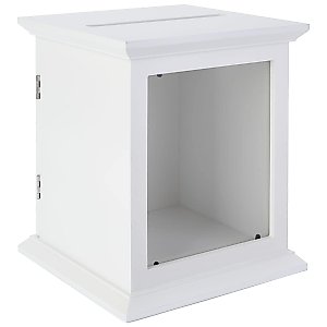 Displays2go Wooden Wedding Card Box, 8" x 10" Photo Frame, Top Slot, Rear Access Door - Ivory (FDGWCBWHT)
