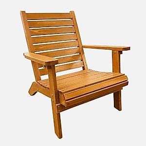 Fortune Candy Outdoor Wooden Chair, Mid Century Design, Comfortable Reclining, High Backrest and Deep Contoured Seat, for Patio Lawn Garden Backyard Deck