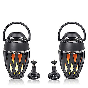 Sound Town 2-Pack Portable Bluetooth Speakers with LED Lights, True Wireless Stereo (TWS) Bluetooth, Wall Mount Brackets, and Decorative Flame, for Outdoors, House Party, Patio and Home (OPIK-F1-PAIR)