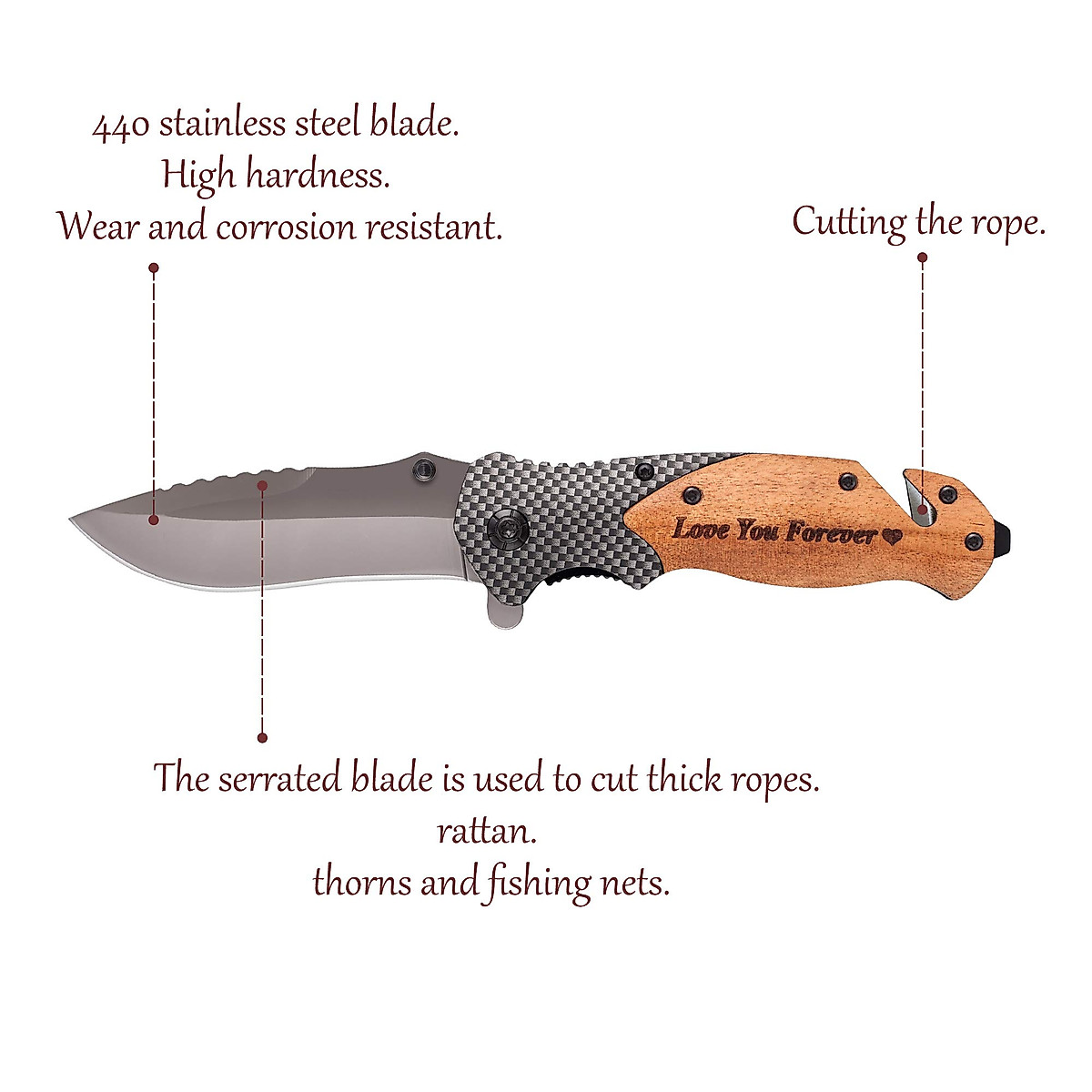 Fodiyaer Custom Engraved Pocket Knife - Personalized Gifts for Men Boyfriend Husband Dad Son Fiancé Groomsmen - Anniversary Christmas Graduation Fathers Day Birthday Wedding Gift Idea - 002