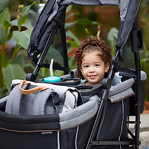 Summer Infant 3Dlite Wagon Convenience Lightweight Stroller for Infants, Accommodates up to 50 Pounds and Holds 2 Children, Black/Gray