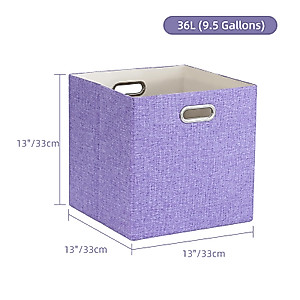ORGMASTER Foldable Cube Storage Bin Organizing Baskets Cubby Boxes Fabric Storage Cubes Organizer Bins with Handles for Organization Shelf Closet, 13"x13"x13", Pack of 4, Purple