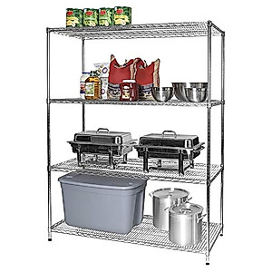 Regal Altair 24" Deep x 48" Wide x 86" High 4 Tier Chrome Wire Shelving Kit | NSF Commercial Storage Rack Unit