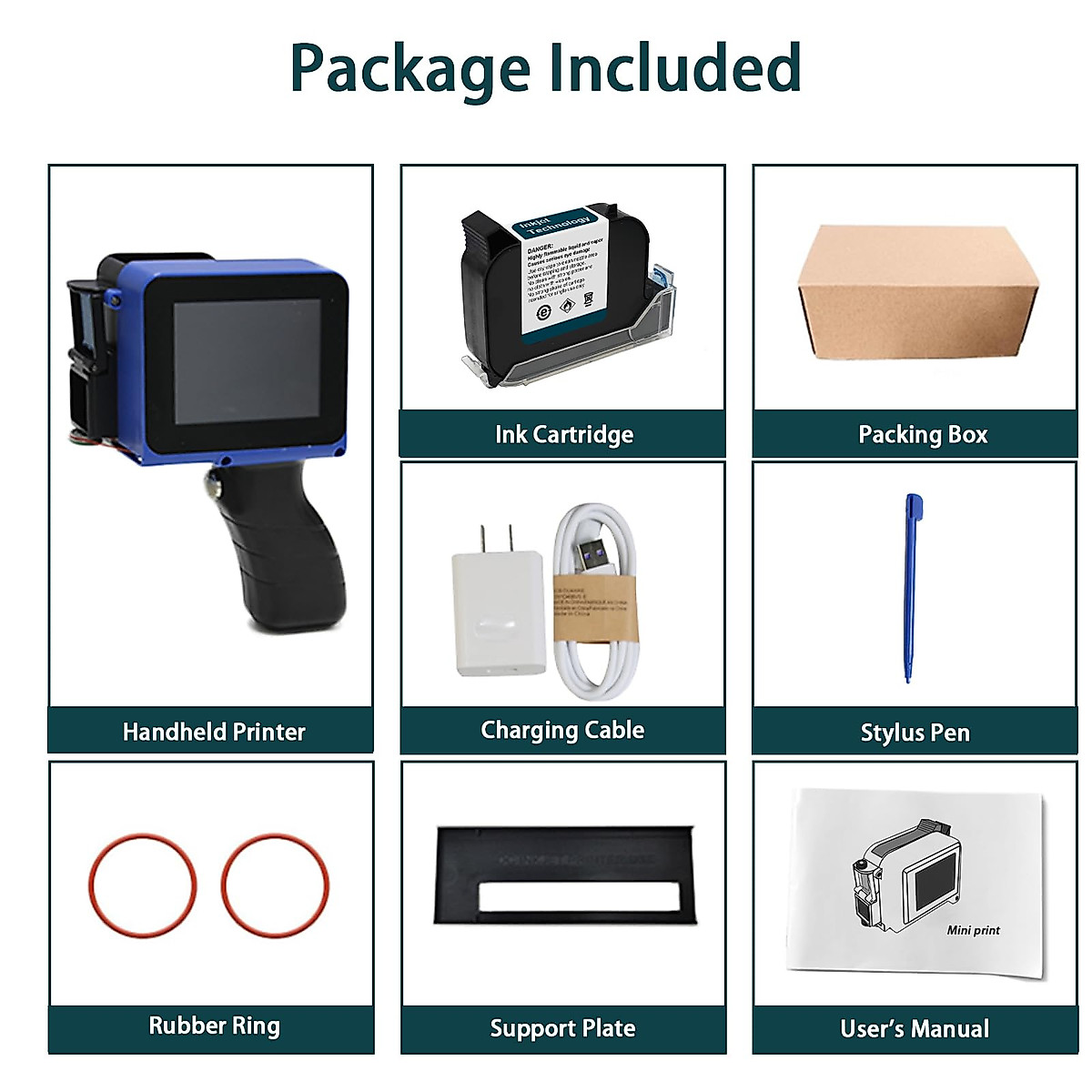Phezer Mini Handheld Inkjet Printer PC11 for All Materials, with Touch Screen and Quick-Drying Ink Cartridge, Portable Pocket Marking Device for Label/Date/Barcode/Logo/Qrcode/Batch Number/Image