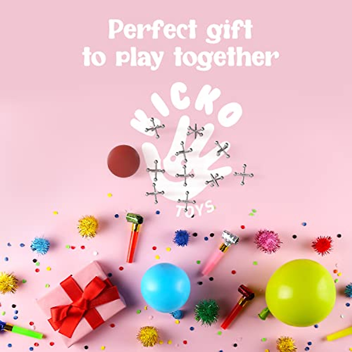 Kicko Metal Jacks Set - 12 Sets per Order - Metallic Jacks and Bouncy Ball Set - for Party Favors, Game Prizes, Kids' Activities, Loot Bag Fillers, Halloween, Easter, Birthday Parties