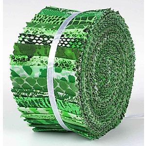 Soimoi 40Pcs Tie Dye Print Cotton Precut Fabrics for Quilting Craft Strips 2.5x42inches Jelly Roll - Green