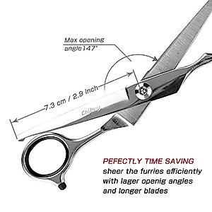 Chibuy Curved dog grooming scissors with Round Tips, Pet Curved Shear for Dogs and Cats, 4CR Stainless Steel pets Bending scissors, Professional Pet Grooming Tools for Home