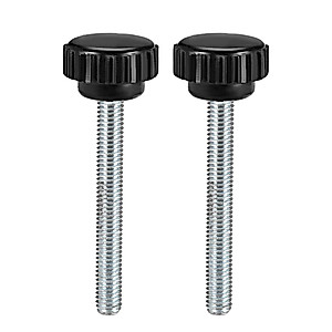 uxcell 2pcs Knurled Clamping Knobs M6 x 50mm Metric Zinc Plated Carbon Steel Male Thread Thumb Screw on Type 20mm Plastic Round Head Threaded Hand Bolt Stud Knobs Black