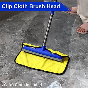 Rubber Broom Carpet Rake for Pet Hair Remover, Fur Remover Broom with Squeegee, Portable Detailing Lint Remover Brush, Pet Hair Removal Tool for Fluff Carpet, Hardwood Floor, Tile, Window (Blue)