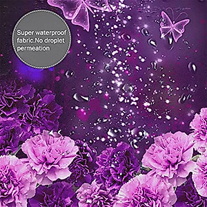 4PCS Flower Bathroom Shower Curtain Sets, Stylish Flower Bathroom Sets with Shower Curtain and Rugs, Toilet Lid Cover and Bath Mat, Artistic Shower Curtains with Hooks