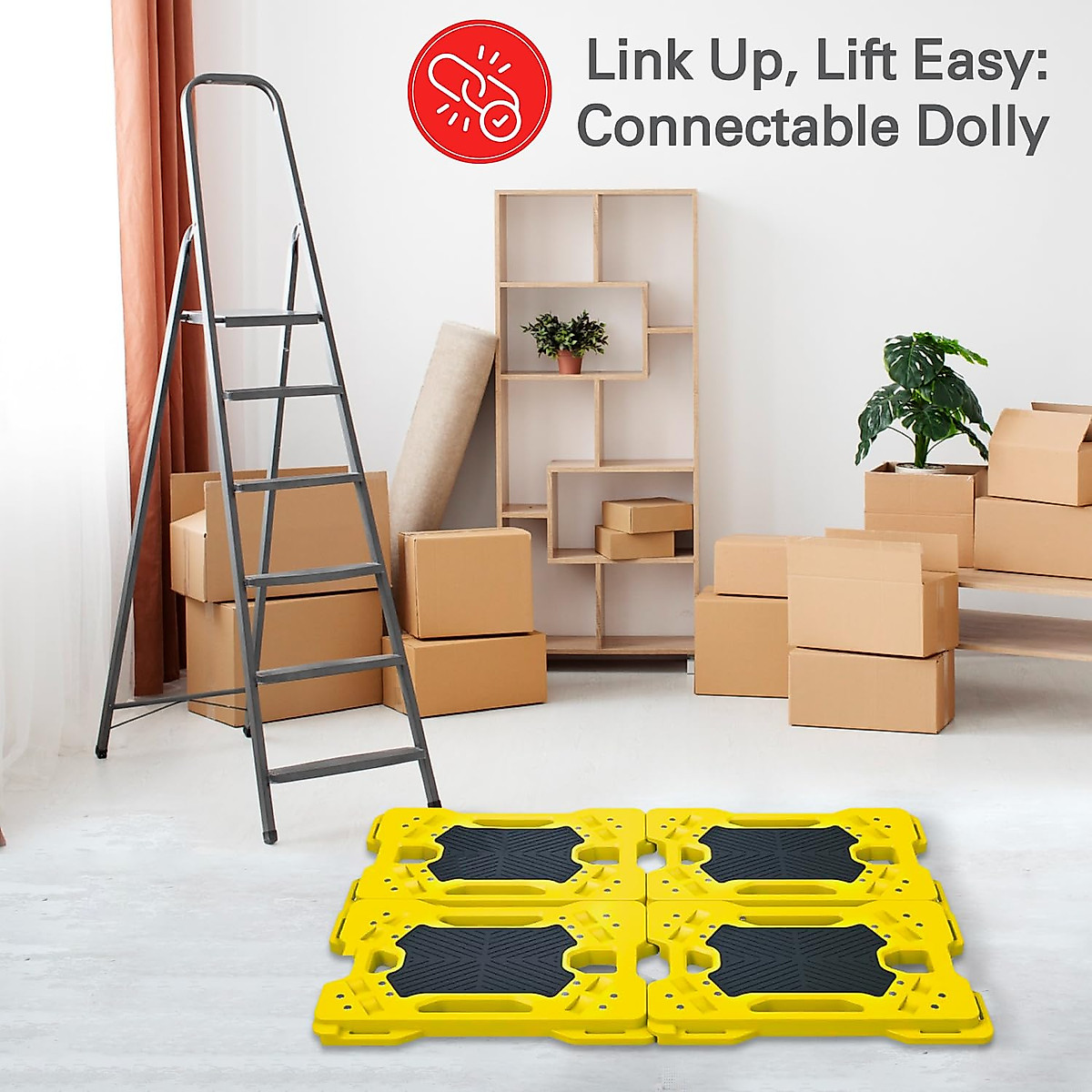 Connectable Moving Dolly | 330 lbs Capacity per Dolly - BV Certified| Anti-Slip Surface | Made of Heavy-Duty Polypropylene & Thermoplastic | Non-Marking 3” Swivel Casters | 25’’ x 17.1’’ x4.7’’