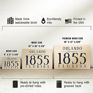 Lantern Press 6x9 Inch Wood Sign, Ready to Hang Wall Decor, Orlando, Florida, Established Date (Blue)