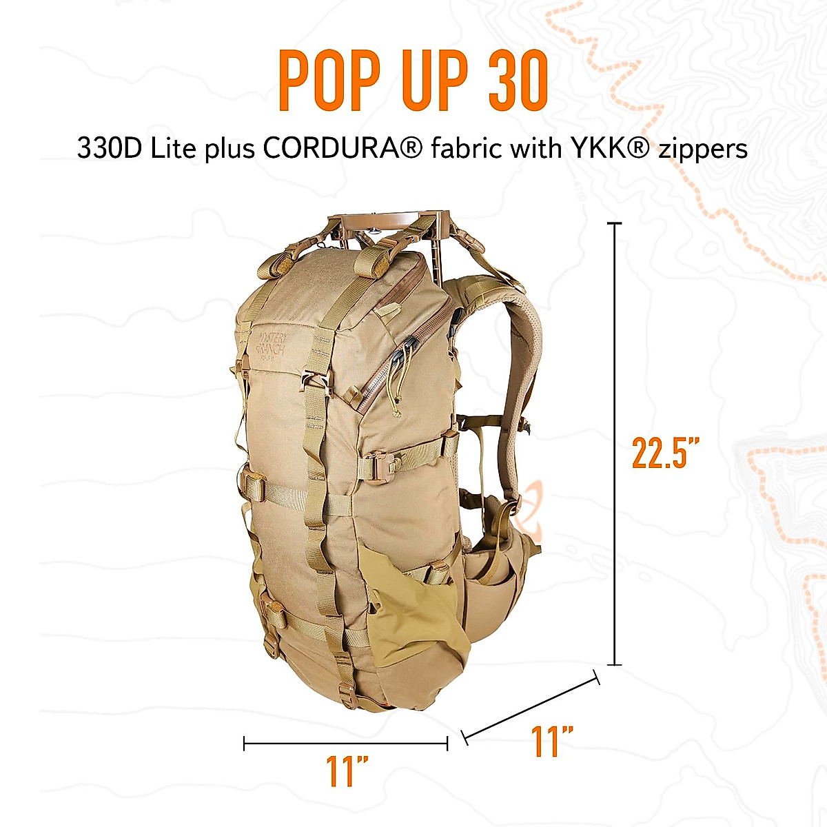 Mystery Ranch Women's Pop Up 30 Hunting Backpack, Weatherproof, Daypack for Travel, Hiking, Outdoors, Camping, 30L, S, Coyote