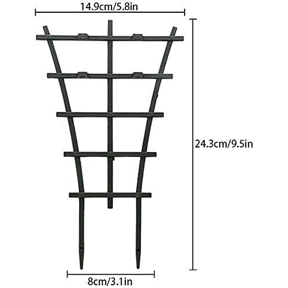 GREENWISH 4pcs 9x3inch Mini Plant Trellis Plastic Garden Plant Support DIY Climbing Trellis Flower Supports Dark Green