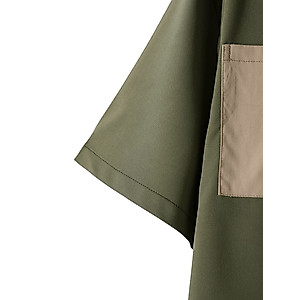 Floerns Men's Color Block Short Sleeve Collar Neck Button Down Shirt Top A Green Khaki M