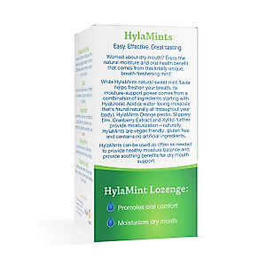 Hyalogic HyaMints Breath Mints for Dry Mouth- Sugar Free Mint Flavor— Natural Breath Freshener w/Hyaluronic Acid, Cranberry Extract, Xylitol, Slippery Elm, Orange Pectin (60 Count)
