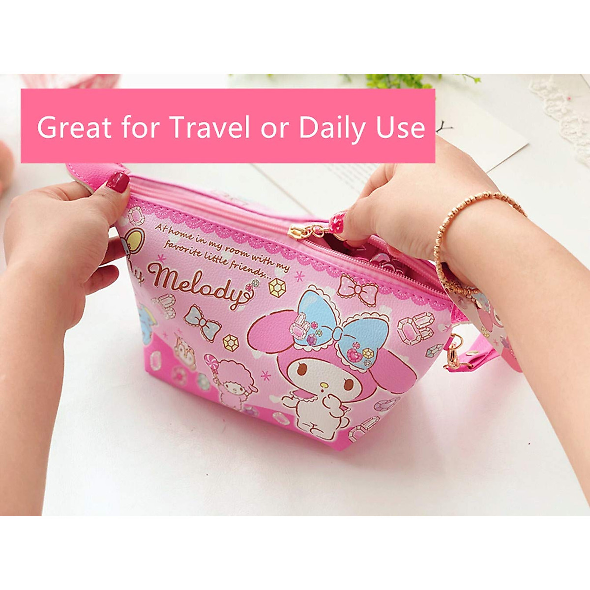 Kerr's Choice Kawaii Cosmetic Makeup Bag Kawaii Bag | Cute Toiletry Bag Travel Accessories Kawaii Makeup Bag