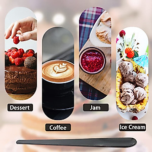 12 Pack Dessert Spoons Stainless Steel, 4.8 Inches Short Cocktail Stirrer, Mini Tasting Spoons Metal, Appetizer Spoons, Espresso Paddle Reusable for Ice Cream Coffee Drinks (Black)