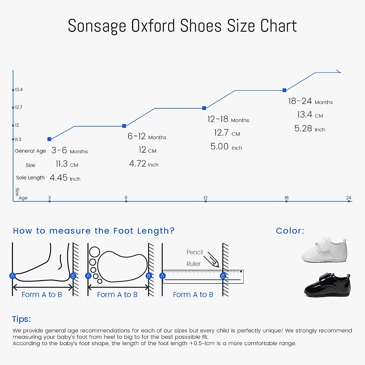 Sonsage Infant Baby Boys Girls Oxford Shoes Black PU Leather Loafers Flats Non-Slip Unisex Classic Moccasins Rubber Soft Sole Newborn Walking School Uniform Wedding Dress Shoe 3-6 Months