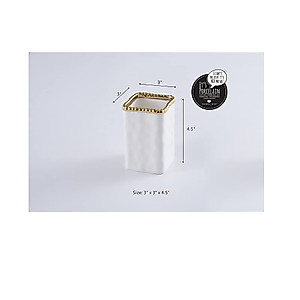 Pampa Bay VAN2718WG Toothbrush Holder with Gold Beads, 4.5-inch Height, Porcelain