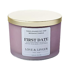 Romantic Candles | Valentines Candle | Luxury Soy & Beeswax Candles for Home | 16 oz. Large Jar 3 Wick Candle | Love Candle | Candle Gift | Engagement Candle