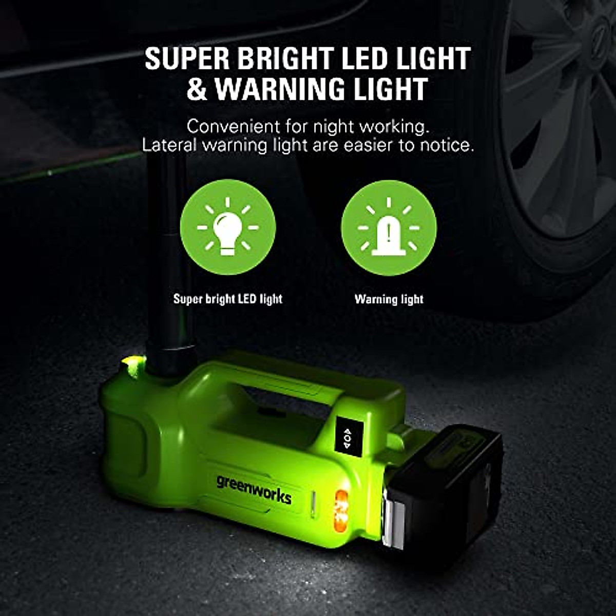 Greenworks 24V Cordless Car Jack Kit, 3 Ton Hydraulic Jack with 2Ah Battery and Charger