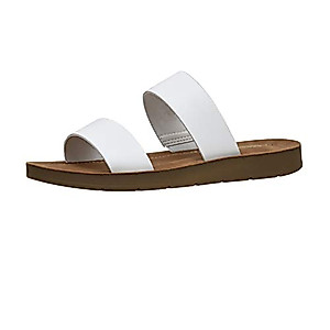 CUSHIONAIRE Women's Imelda 2 band slide sandal +Memory Foam, WHITE 9