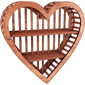 Uonlytech Decorate Decor Wooden Heart Display Shelf Heart Shelf for Hanging Wall Heart Shape Shelf Heart Shape Display Shelf Wood Heart Display Shelf Wall Heart Shelf Heart-Shaped Frame
