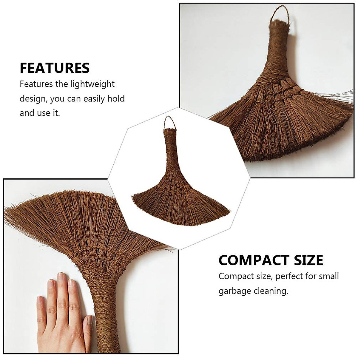 1pc Dust Broom Natural Broom Pet Hair Broom Carpet Broom Household Cleaning Tools Natural Whisk Sweeping Broom House Use Cleaning Broom Small Broom Mini Table Brown Silk Vintage