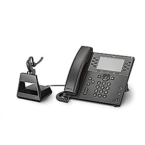 Plantronics - Voyager 5200 Office with One-Way Base (Poly) - Bluetooth Single-Ear (Monaural) Headset - Noise Canceling - Connect to Your Desk Phone - Works with Teams, Zoom & More