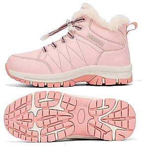 ZHNSHM Womens Winter Boots Casual Lightweight Waterproof Snow Boots Anti-Slip Fur Lined Trekking Backpacking Hiking Boots