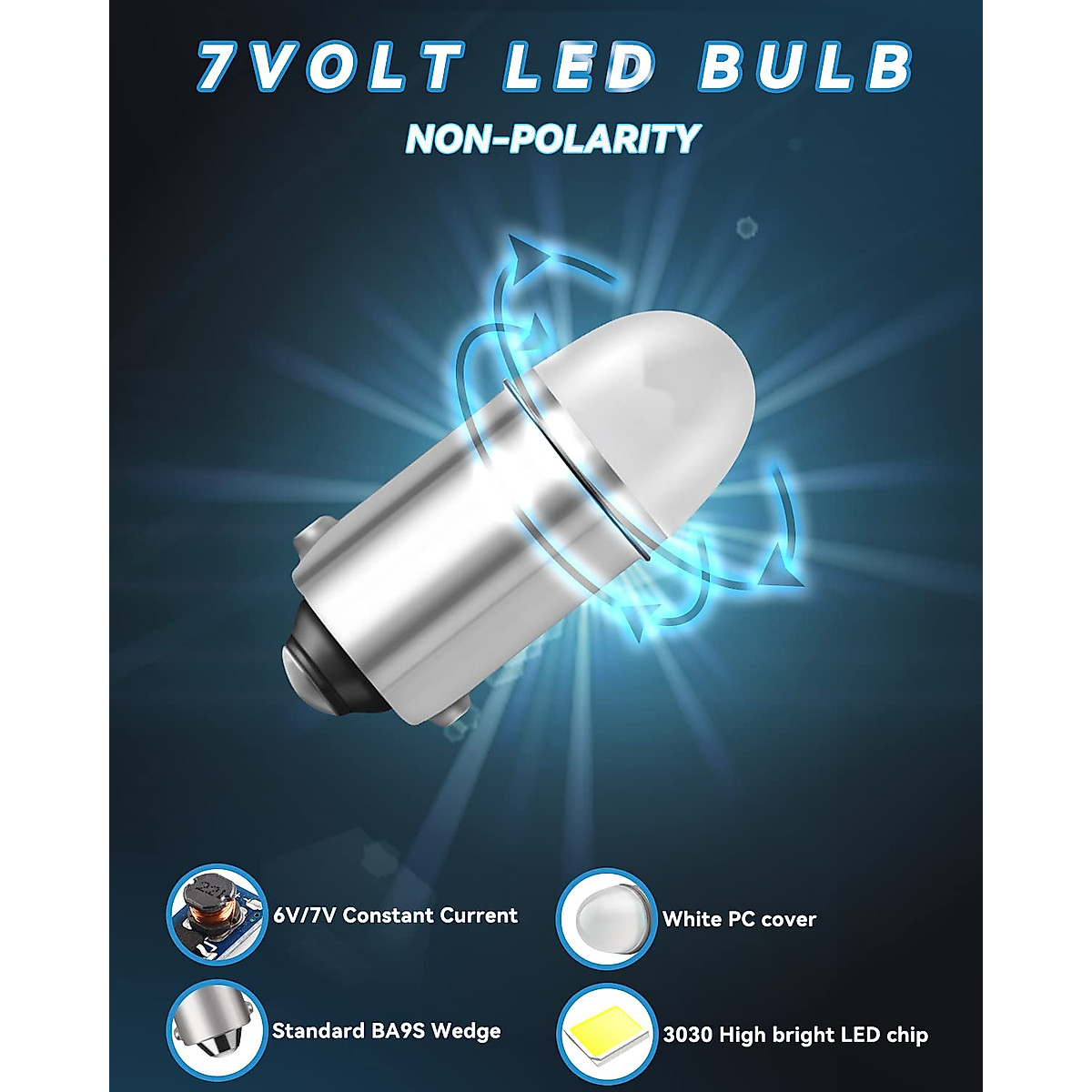 Keiurot GE44 47 756 755 Bulb for Pinball Machine Light Bulb 1893 1895 1847 Bulb BA9S DC 6.3V 6V Led Bulbs, White 10Pack