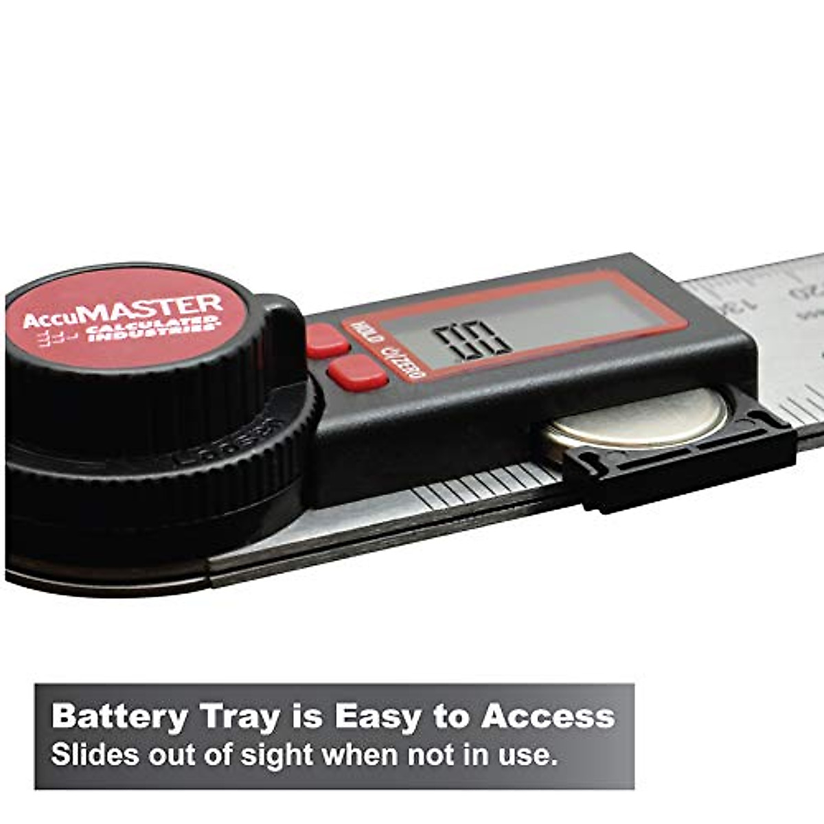 Calculated Industries 7455 AccuMASTER Digital Protractor Angle Finder Ruler for Crown, Trim, Woodworking | 7 Inch Stainless Steel Blade | Hold and Zero Function | Includes Battery, Protective Case