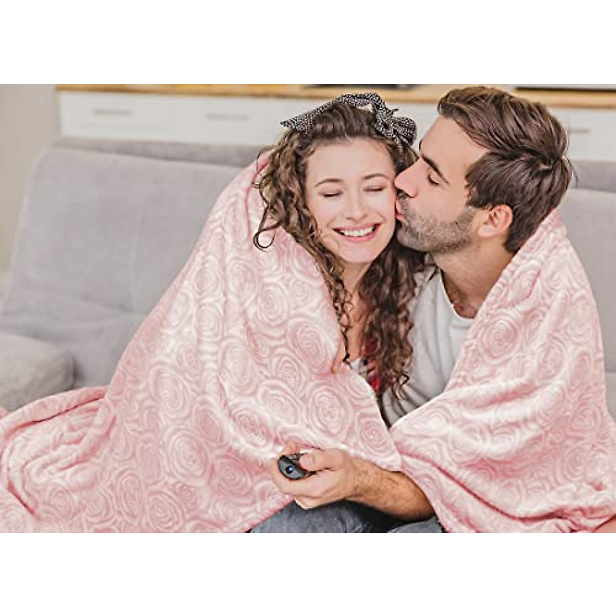 Gifts for Women Mom Wife Girlfriend Her Mother Birthday Throw Travel Blanket Soft Comfy Rose Grey Blankets for Bed Sofa Couch Airplane Office(Pink, 50''x60'')