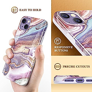 GVIEWIN for iPhone 14 Plus Case 6.7 Inch(2022), [10FT Military Grade Drop Tested] Marble Slim Fit Thin Durable TPU Shockproof Protective Phone Cover Case, Gifts for Women Men(Flowing Sakura/Pink)