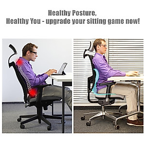 OLYDON Back Support Office Chair - Posture Correction & Lower Back Pain Relief - Ergonomic Back Support Pillow for Office Chair, Couch, Floor Seat and Work from Home