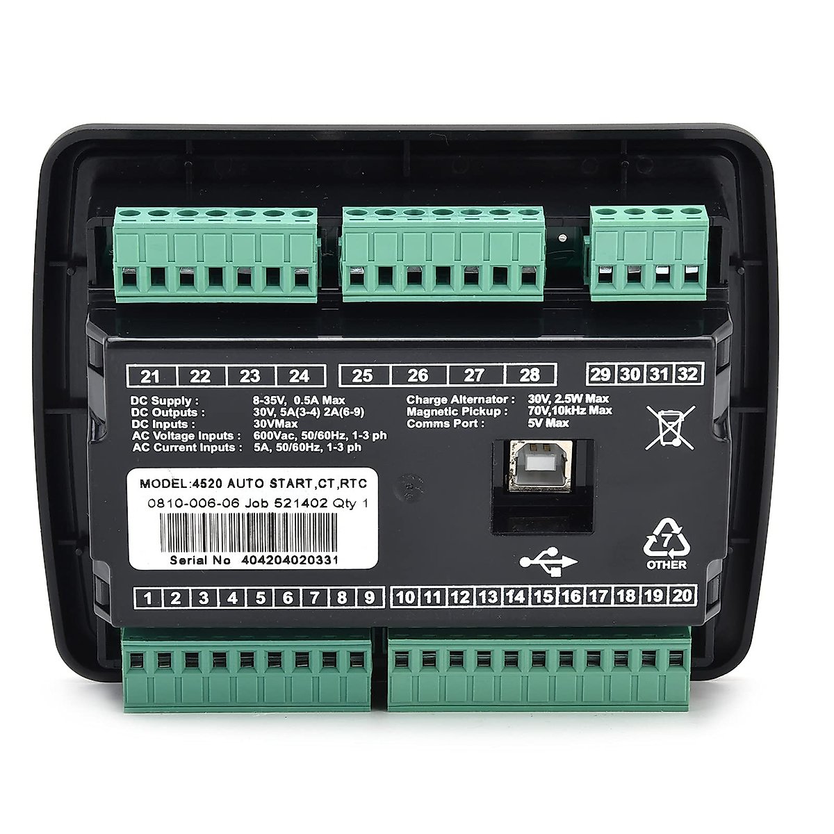 DSE4520 Genset Controller, Generator Controller, Self Starting LCD Display Auto Start Genset Controller with 3‑Phase Mains Detection Control Board for Gasoline Engine