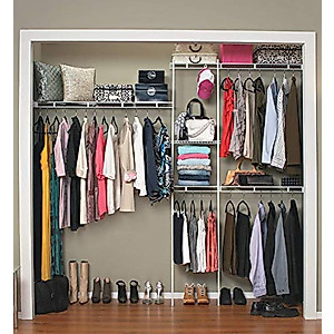 ClosetMaid 1628 Closet Organizer Kit, 5-Foot to 8-Foot, White & 2087 ShelfTrack 2ft. to 4ft. Adjustable Closet Organizer Kit, White