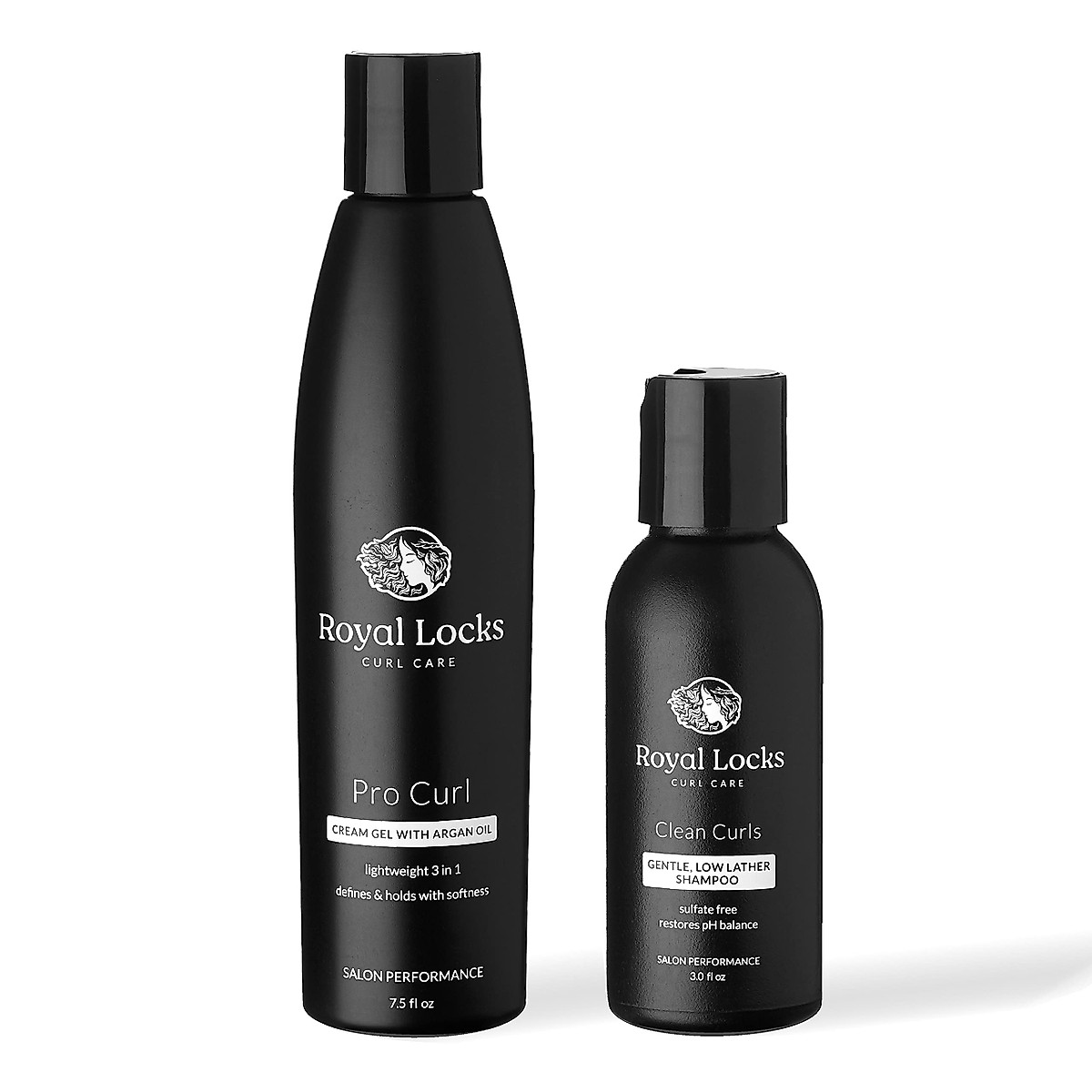 Royal Locks Pro Curl Cream Gel + Clean Curls Shampoo Trial - Lightweight Curl Defining Cream, plus Gentle Curl Friendly pH Balanced Cleansing (7.5 fl oz & 3 fl oz)
