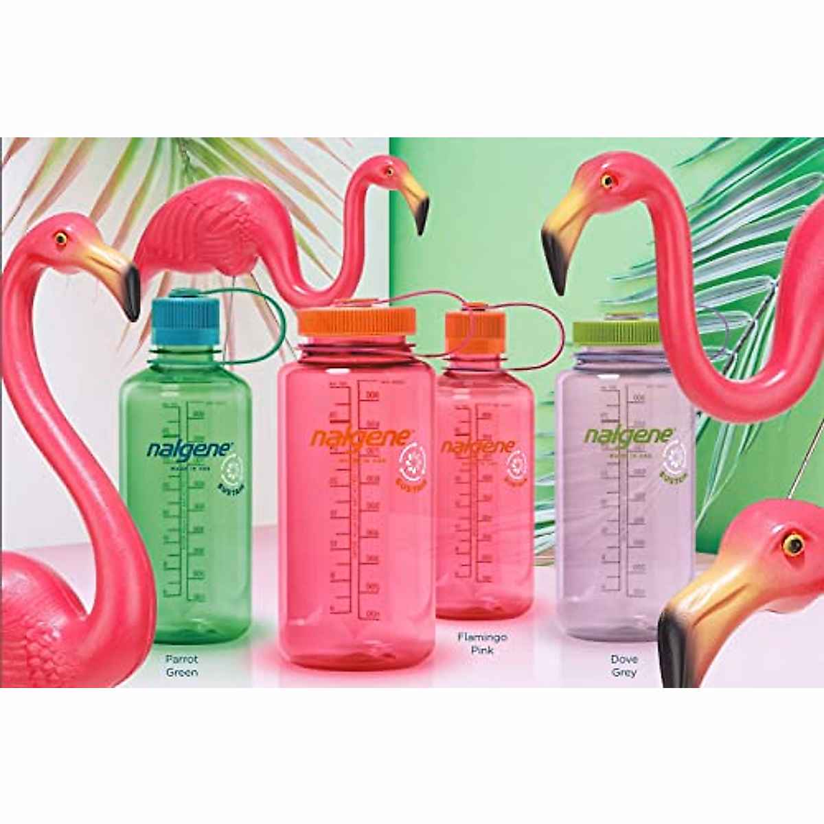 Nalgene Sustain Tritan BPA-Free Water Bottle Made with Material Derived from 50% Plastic Waste, 32 OZ, Wide Mouth, Parrott Green